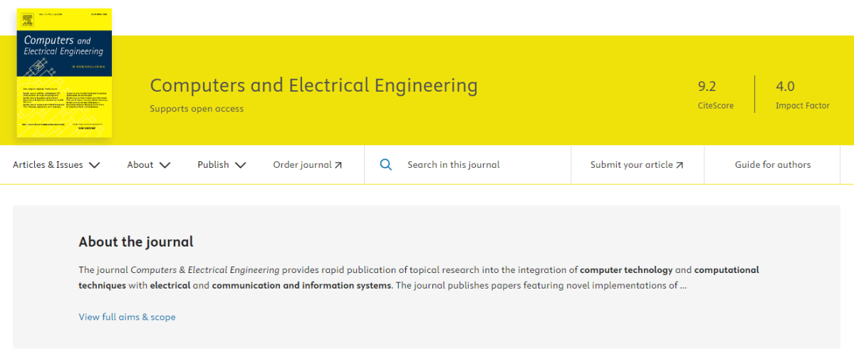 Exploring Computers & Electrical Engineering Journal by Elsevier: Scope ...